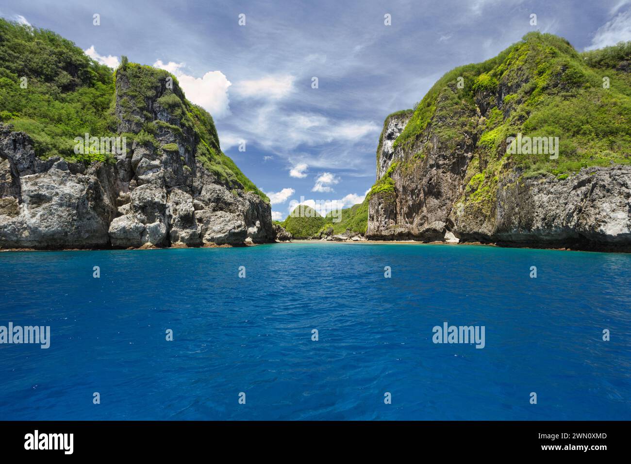 Spanish Steps at Orote Point, Guam on a calm day with a calm blue ocean ...