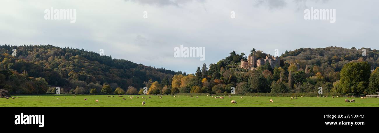 Panoramic photo of the autumn colours at Dunster castle in Somerset ...