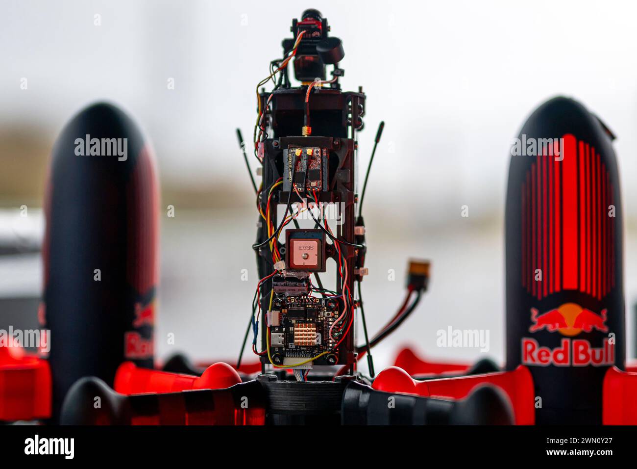 Silverstone, UK. 14th Feb, 2024. Details of the Red Bull Drone 1 seen ...