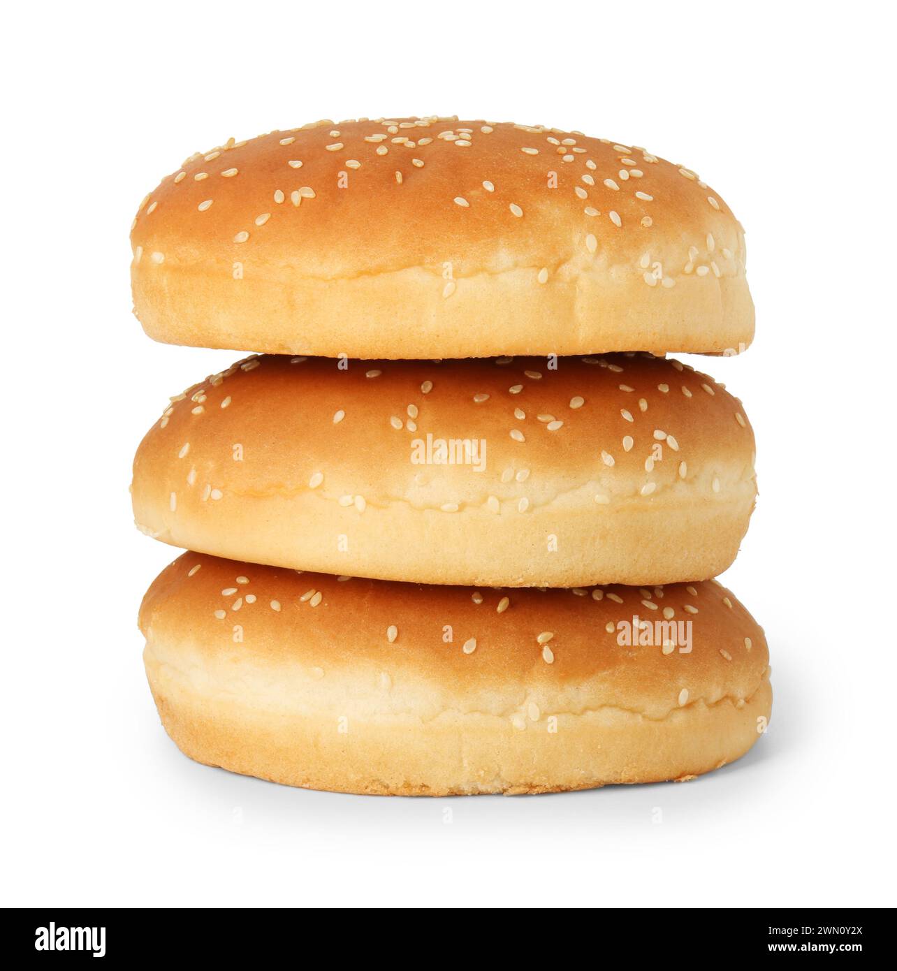 Stack of fresh hamburger buns isolated on white Stock Photo - Alamy