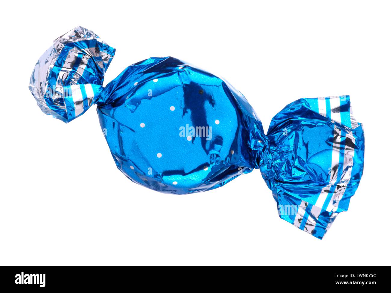 Candy in light blue wrapper isolated on white Stock Photo - Alamy