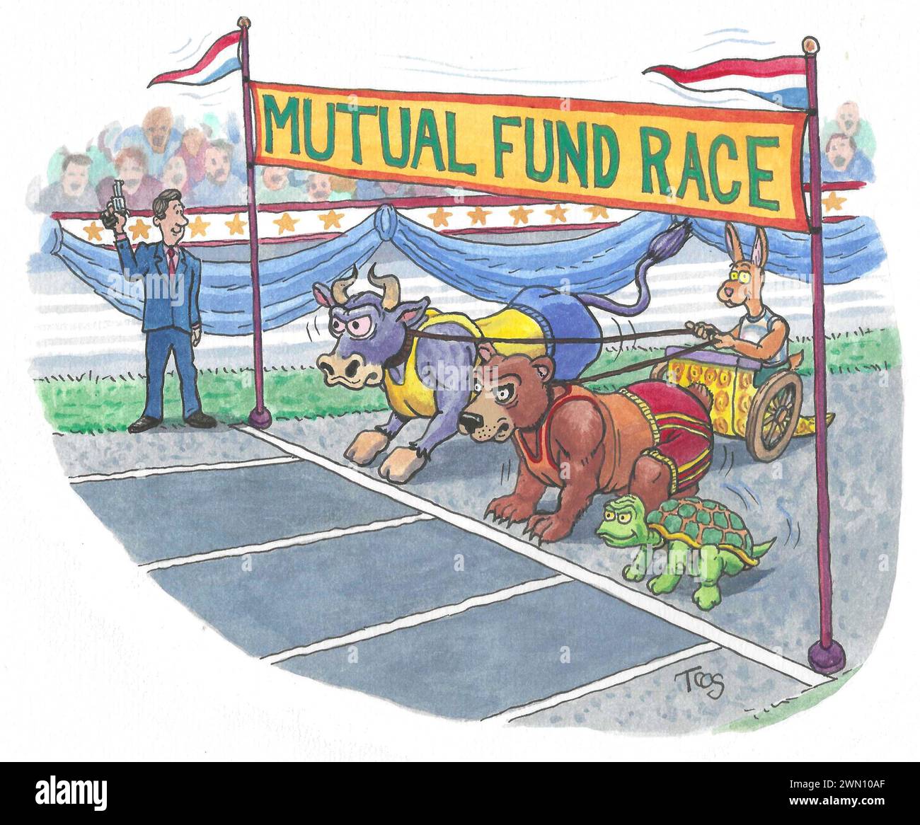 Stock market cartoon bull bear Cut Out Stock Images & Pictures - Alamy