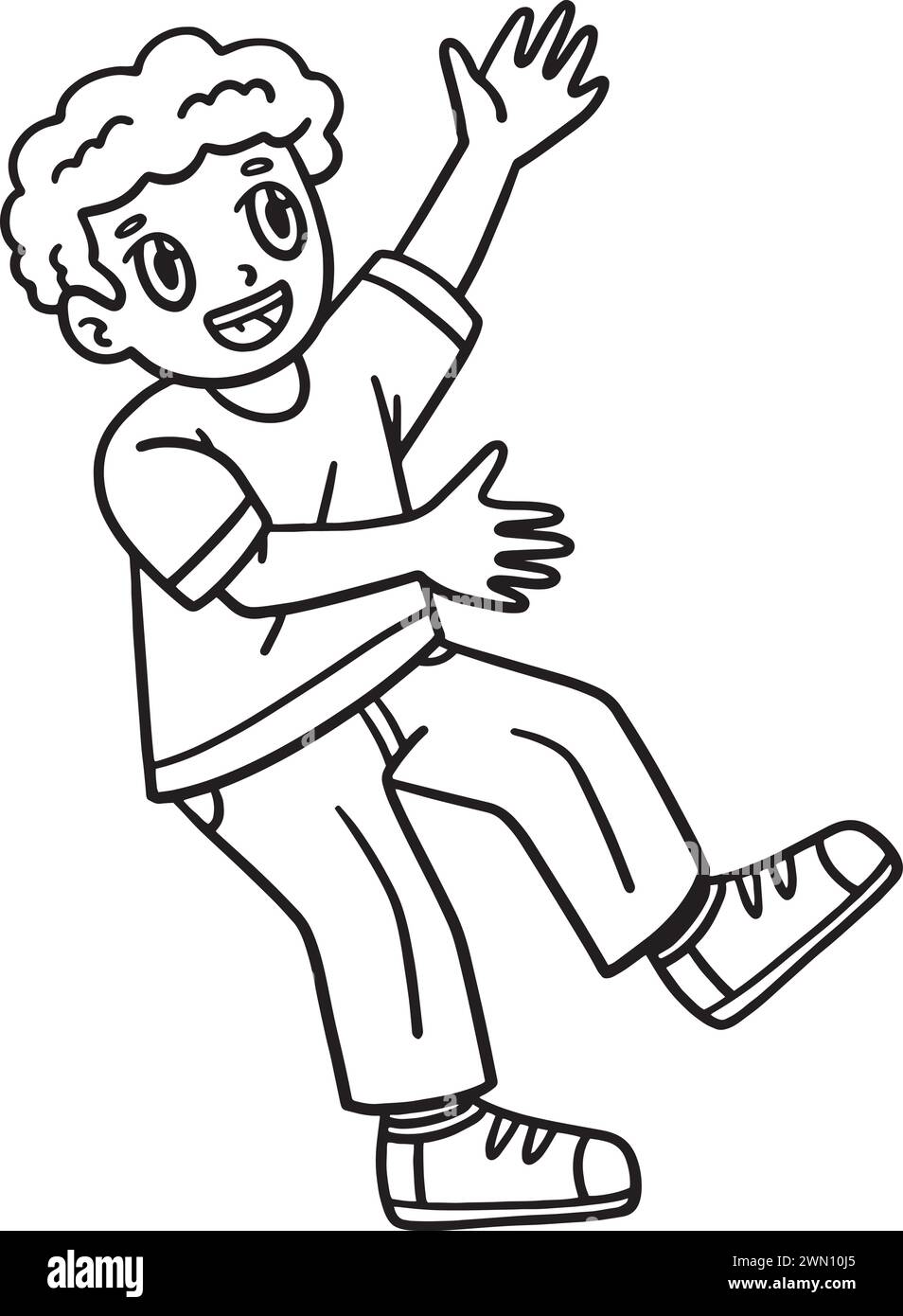 Boy Playing Isolated Coloring Page for Kids Stock Vector Image & Art ...
