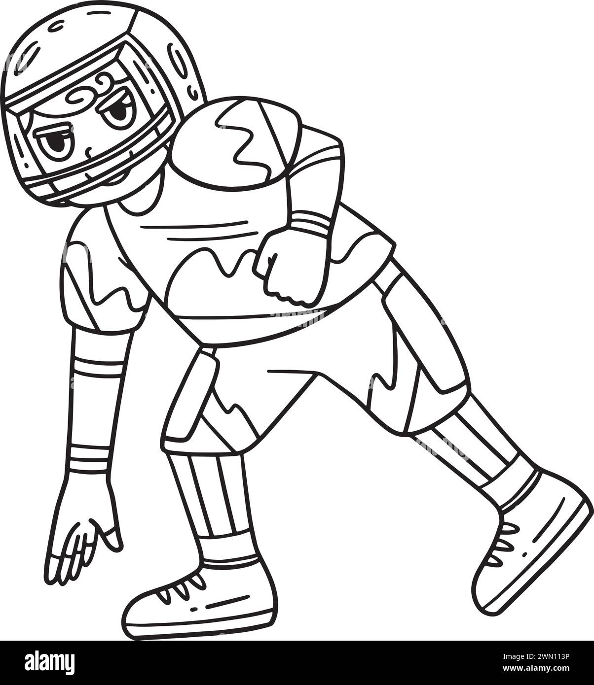 American Football Player 3 Point Stance Isolated Stock Vector Image ...