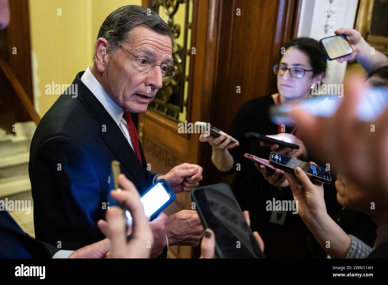 Sen. John Barrasso (R-Wyo.) speaks with reporters at the U.S. Capitol ...