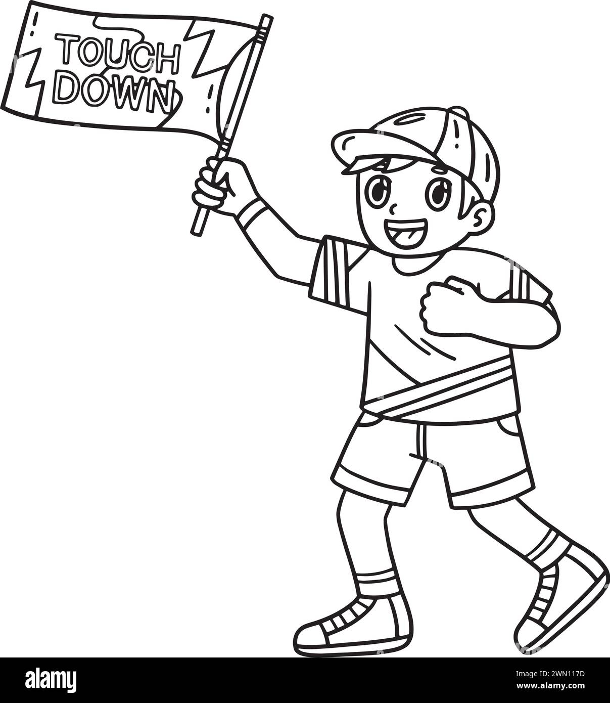 American Football Boy Touchdown Banner Isolated Stock Vector Image ...