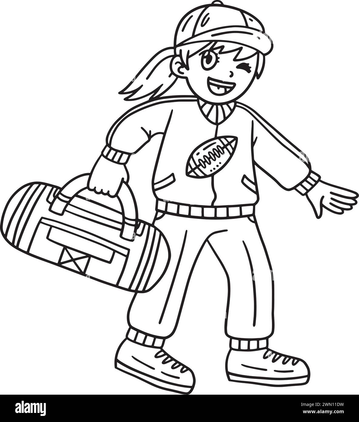 American Football Female Coach Isolated Coloring Stock Vector Image ...