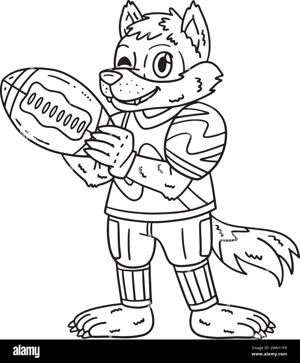 American Football Wolf Mascot Isolated Coloring Stock Vector Image ...
