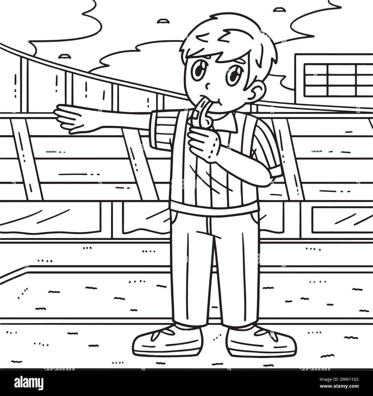 American Football Umpire with Whistle Coloring Stock Vector Image & Art ...