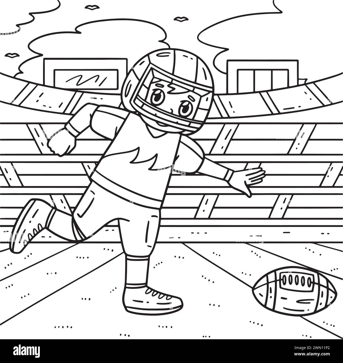 American Player Chasing Football Coloring Page Stock Vector Image & Art ...