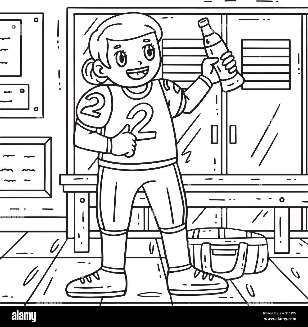 American Football Girl with Energy Drink Coloring Stock Vector Image ...