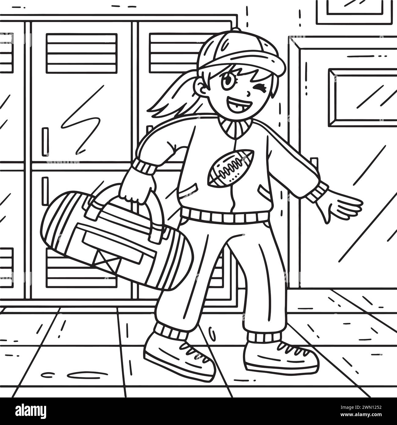 American Football Female Coach Coloring Page Stock Vector Image & Art ...