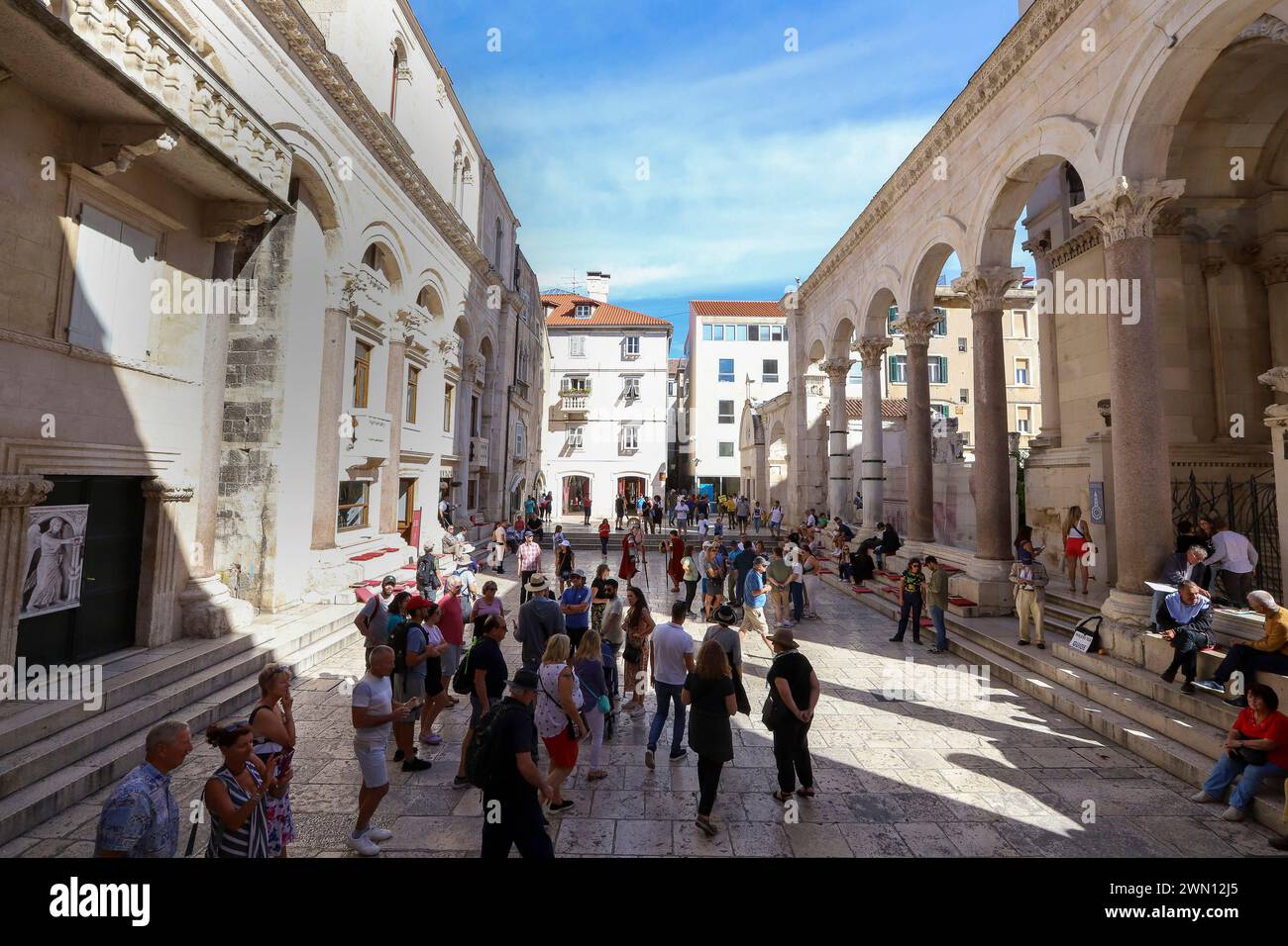 Split, Croatia - oct02,2022 - Tourists visit the Diocletian palace ...