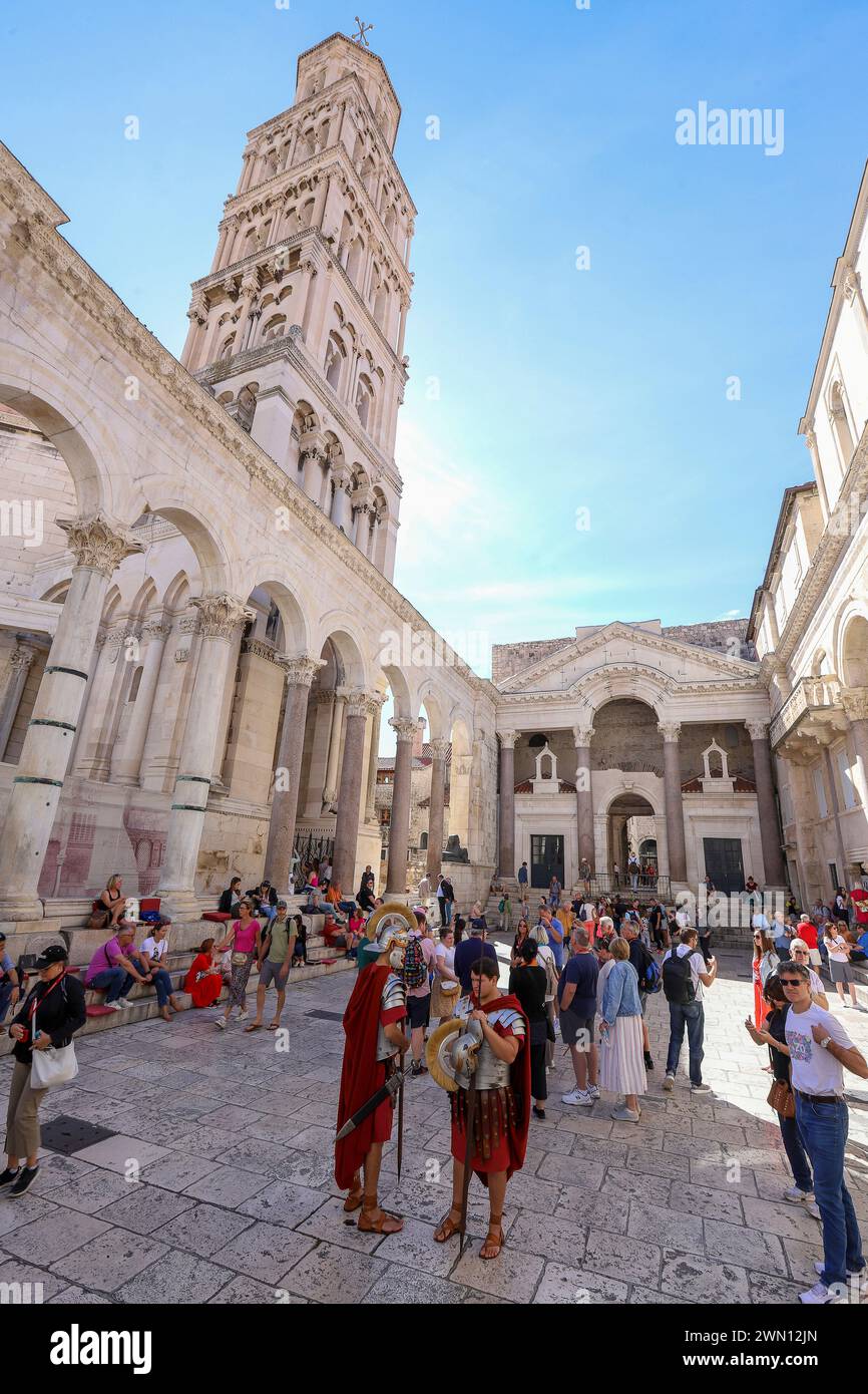 Split, Croatia - oct02,2022 - Tourists visit the Diocletian palace ...