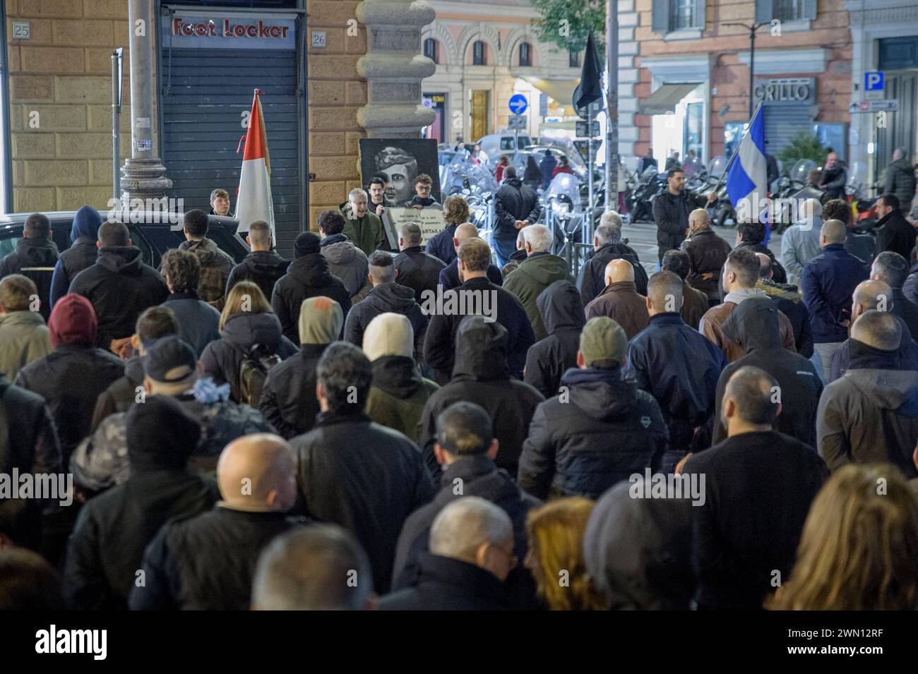 Rome, Italy. 28th Feb, 2024. Far-right militants honor the photo of ...