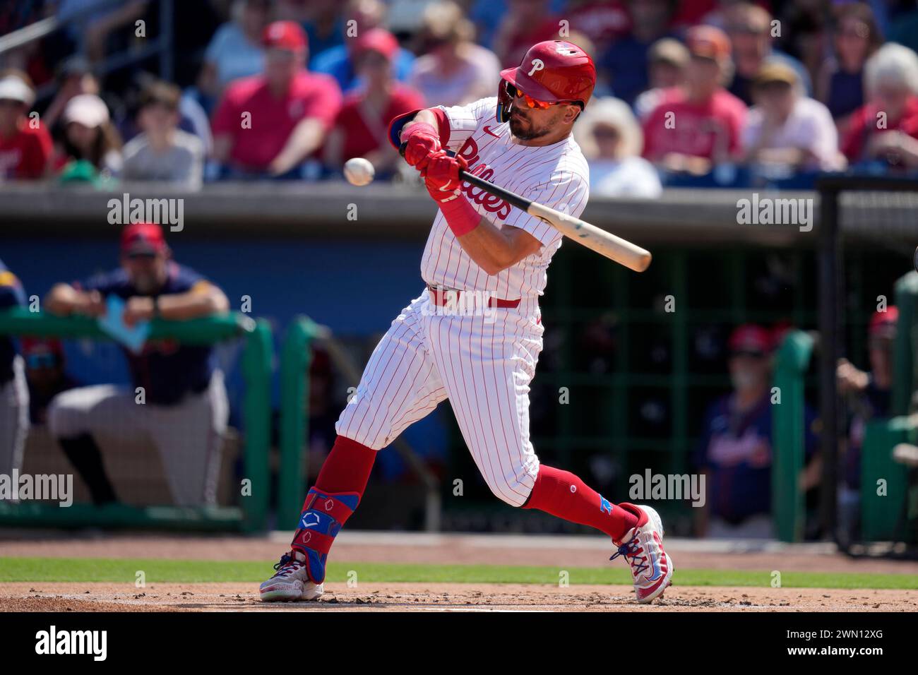 Philadelphia Phillies left fielder Kyle Schwarber swings during the ...