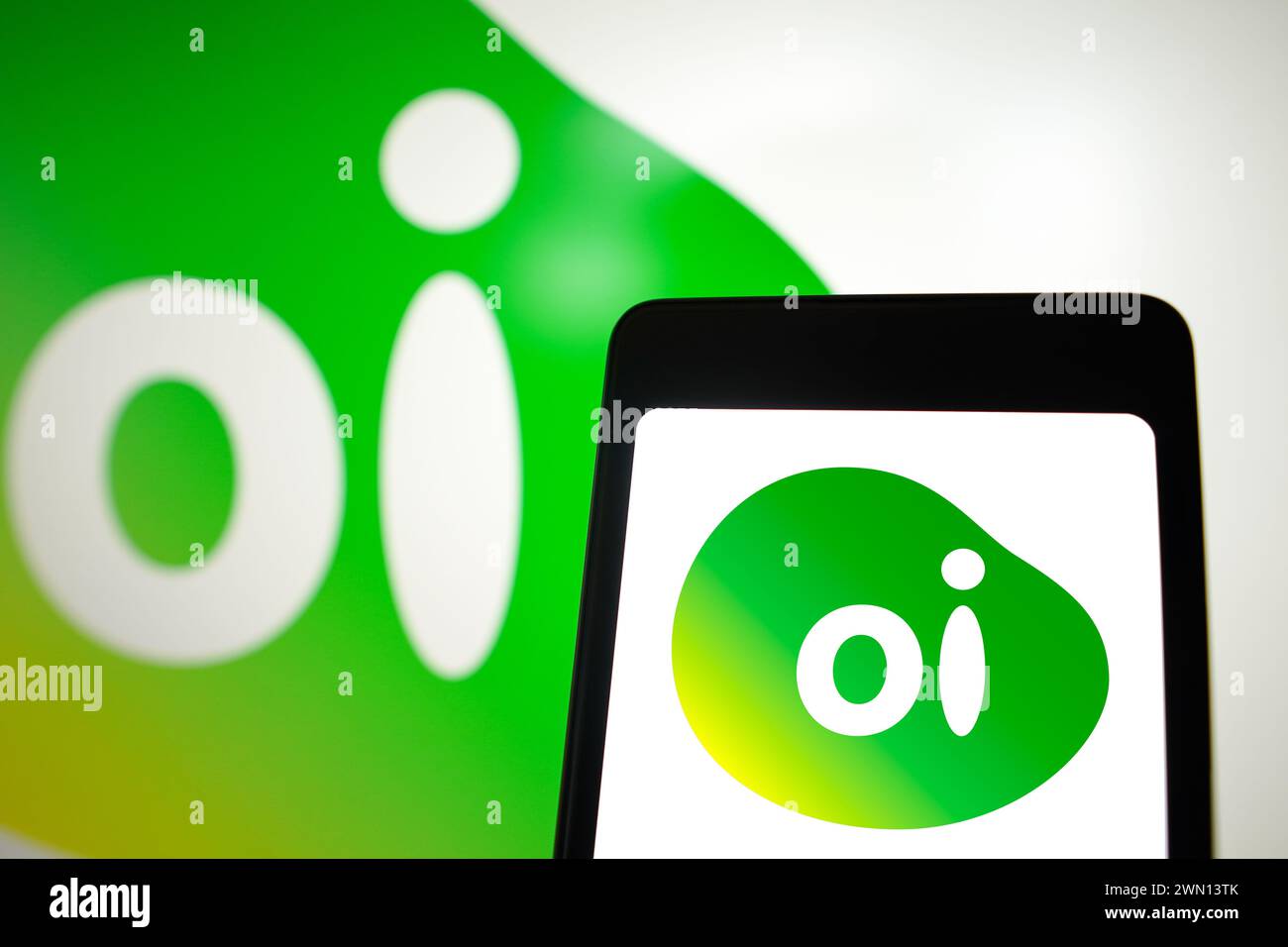 Brazil. 28th Feb, 2024. In this photo illustration, the Oi logo is ...