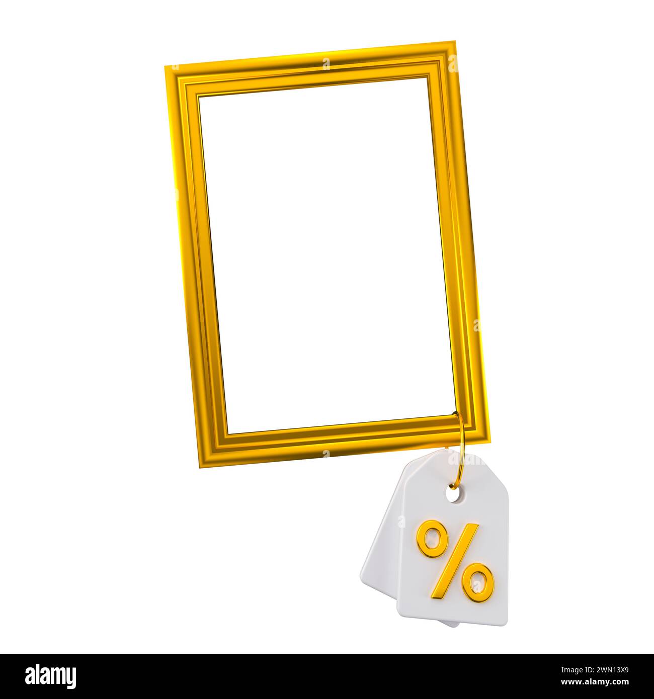 Golden frame with discount tag for sales isolated. Offer promotion ...