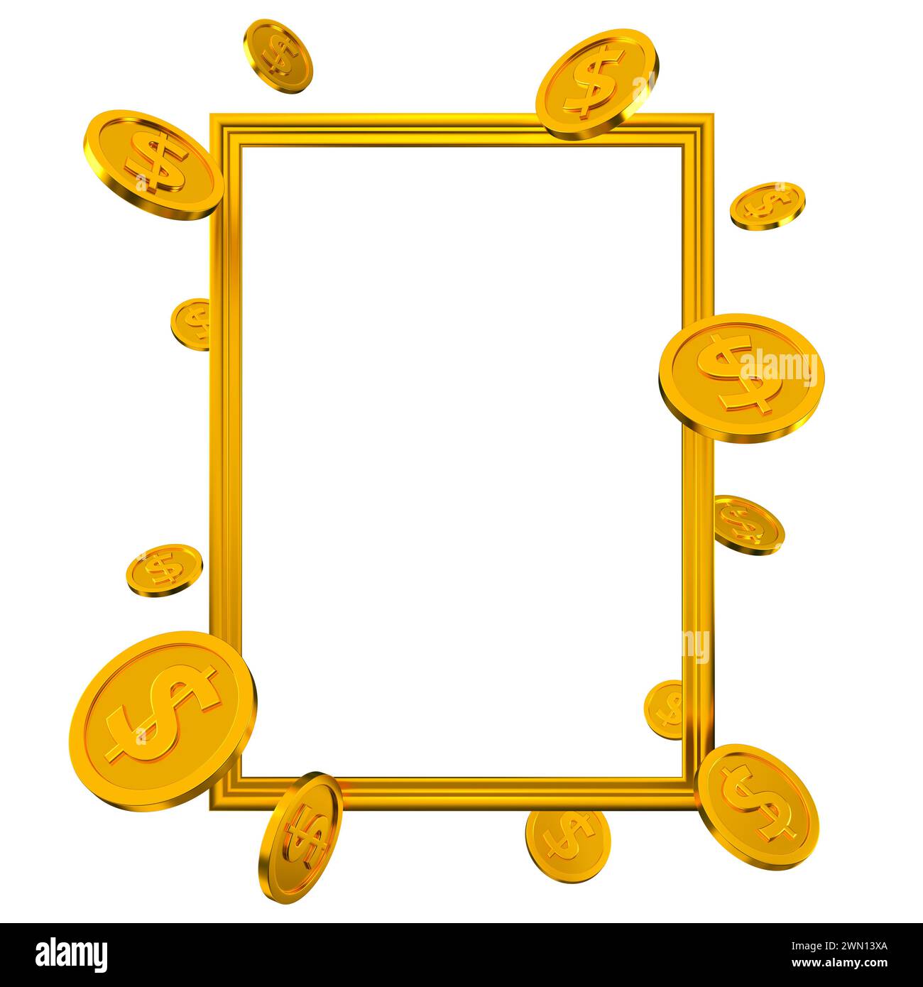 Golden realistic rectangle frame Cut Out Stock Images & Pictures - Alamy