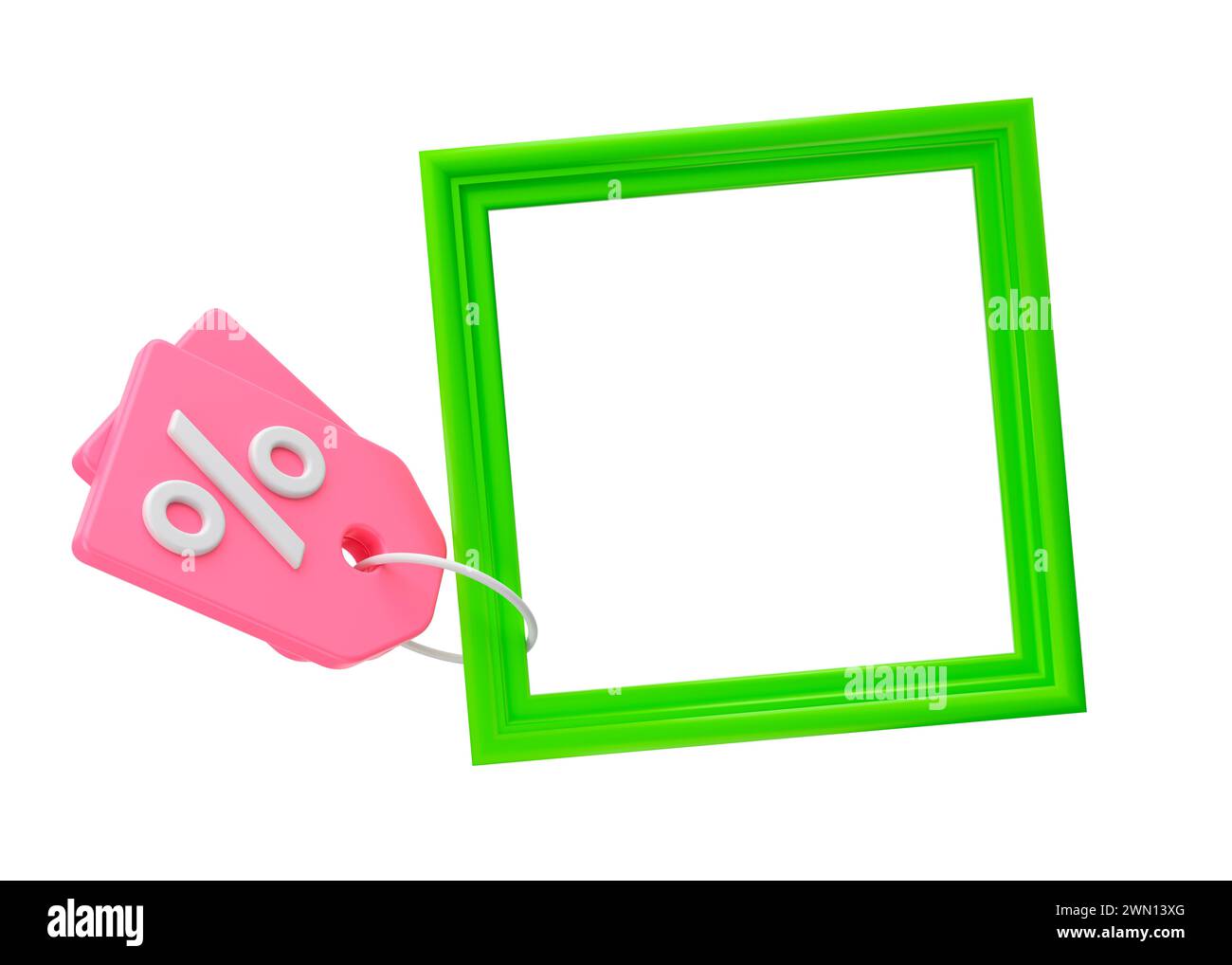 Green frame with pinky discount tag for sales isolated. Offer promotion ...