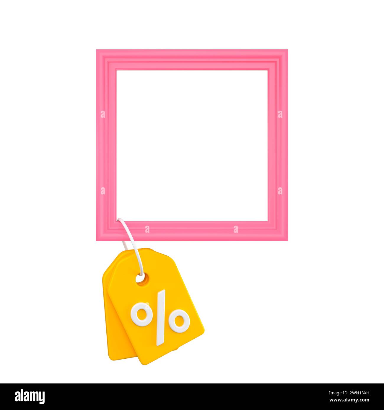 Pinky frame with yellow discount tag for sales isolated. Offer ...