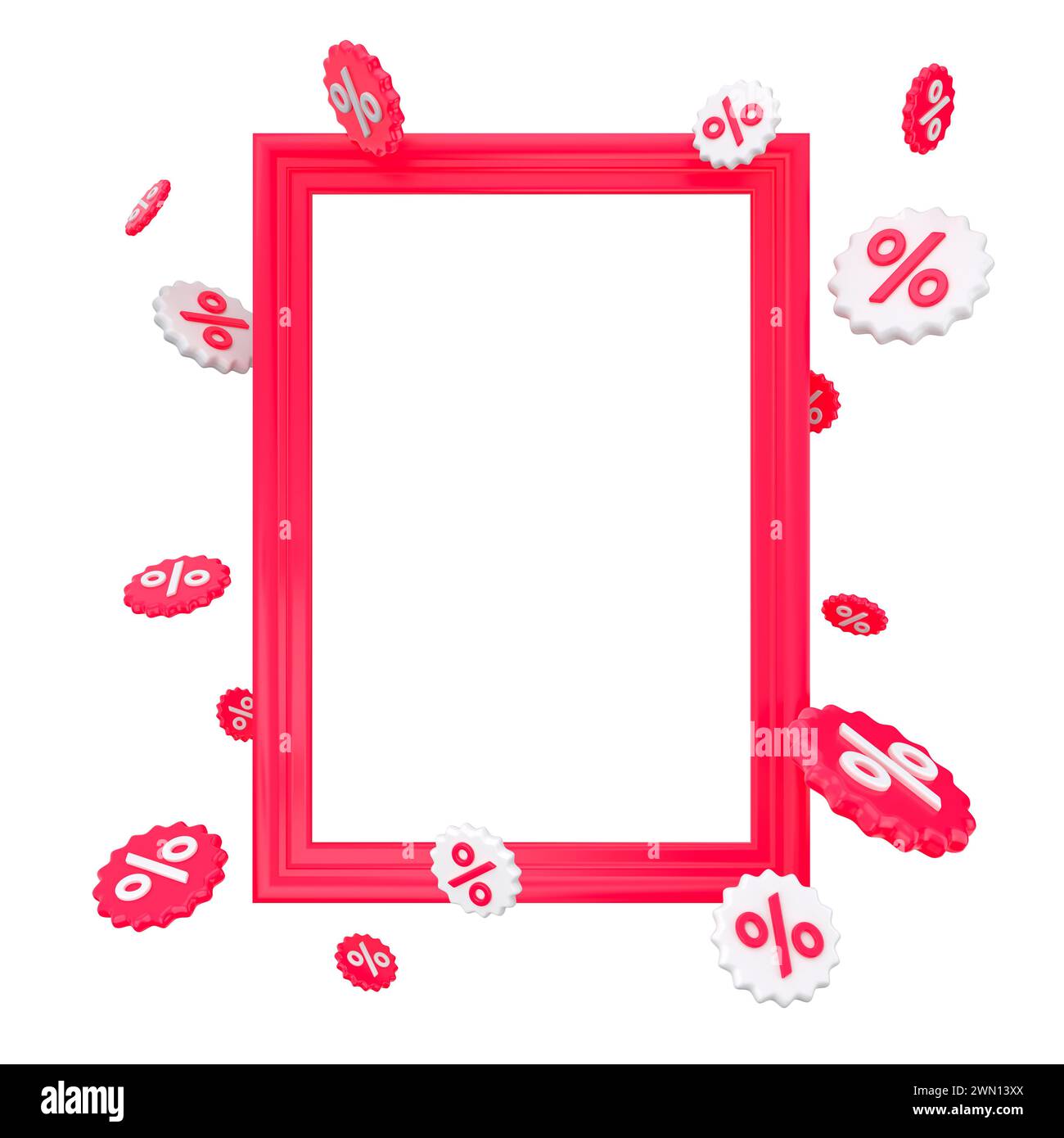 Red frame with percentage emblems for sales isolated. Offer promotion ...