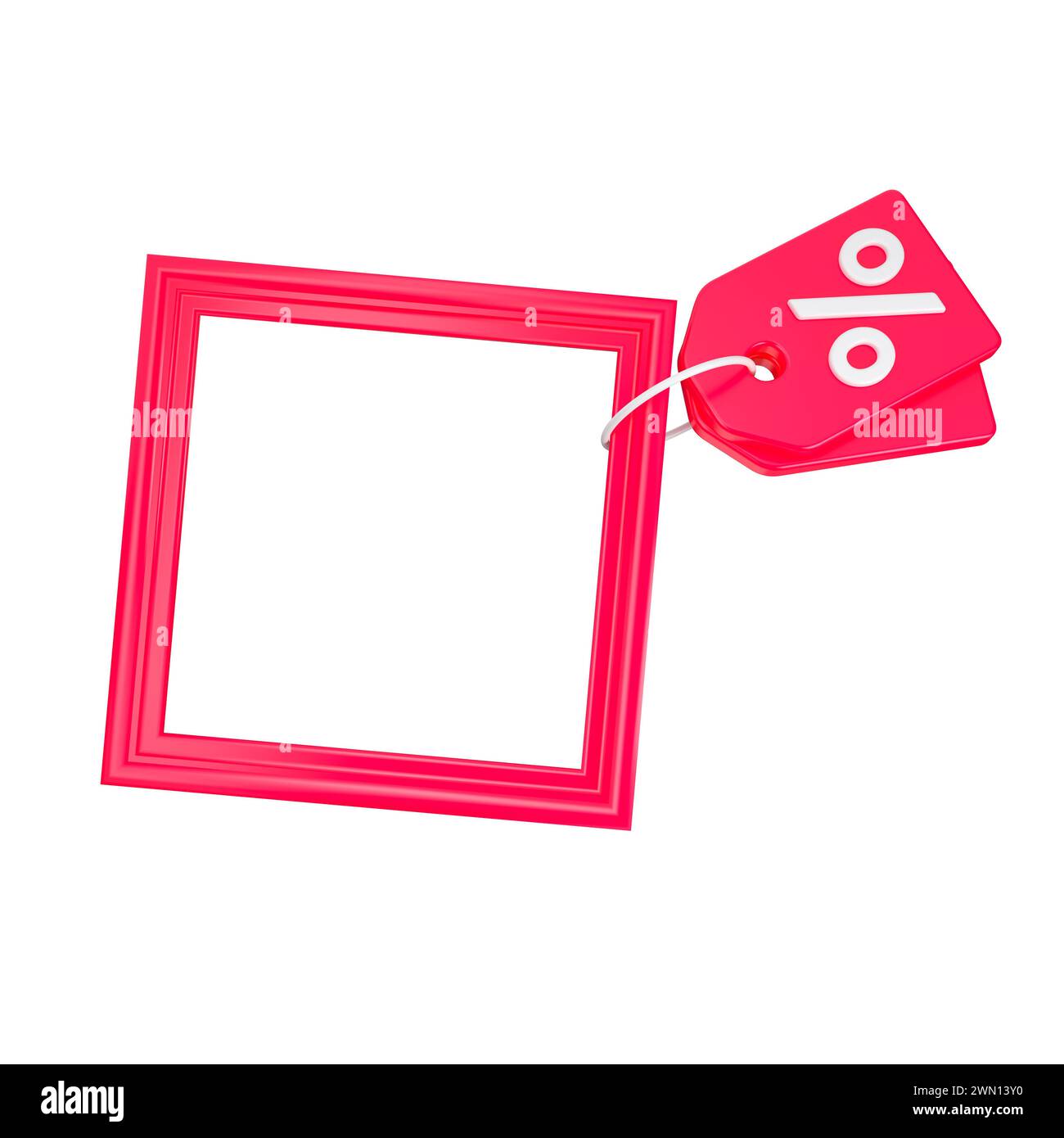 Square frame with red discount tag for sales isolated. Offer promotion ...
