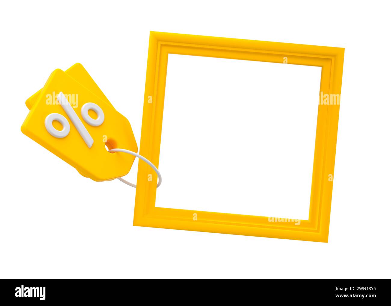 Yellow frame with discount tag for sales isolated. Offer promotion ...