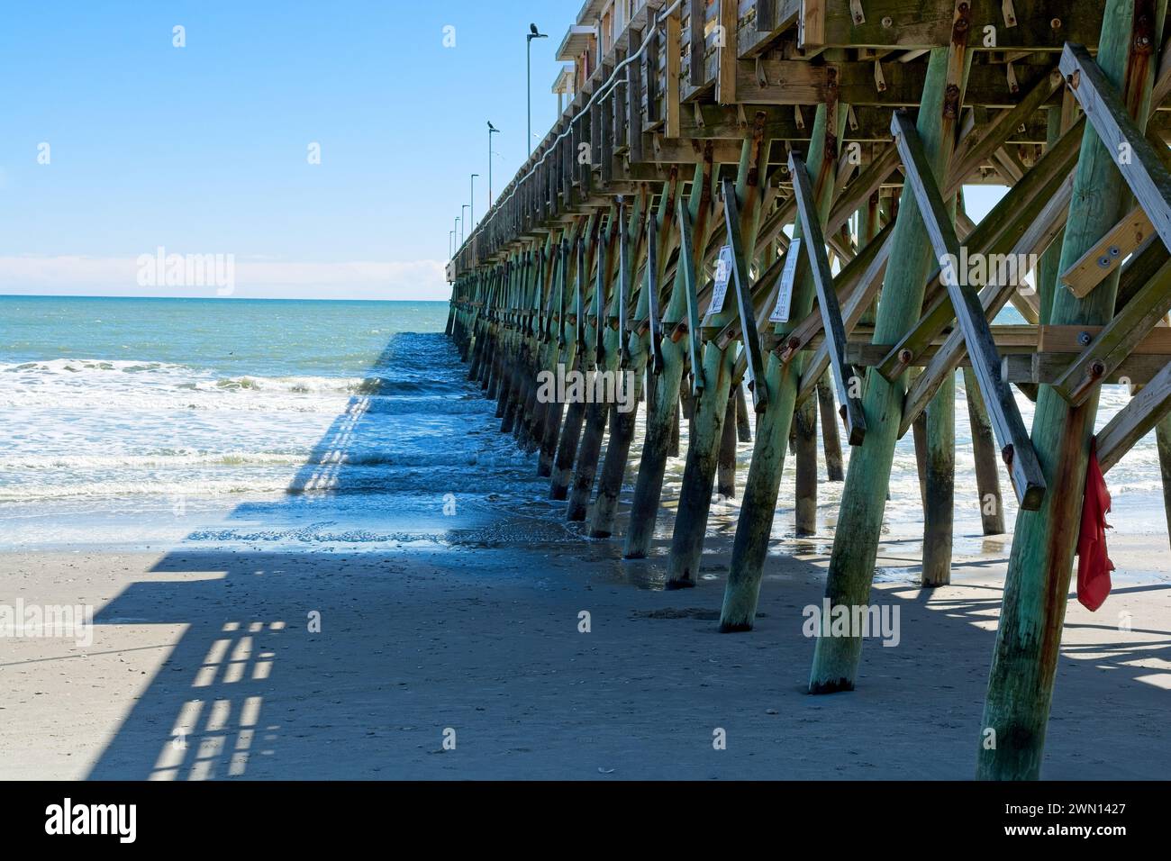 Second avenue pier juting out into Atlantic Ocean on Myrtle Beach Stock ...