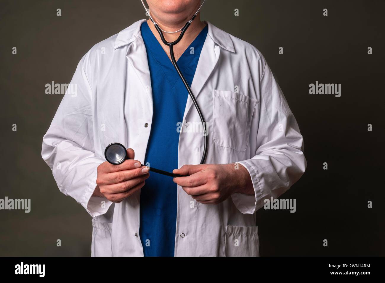 doctor with doctor's coat and a stethoscope in a hospital Stock Photo ...