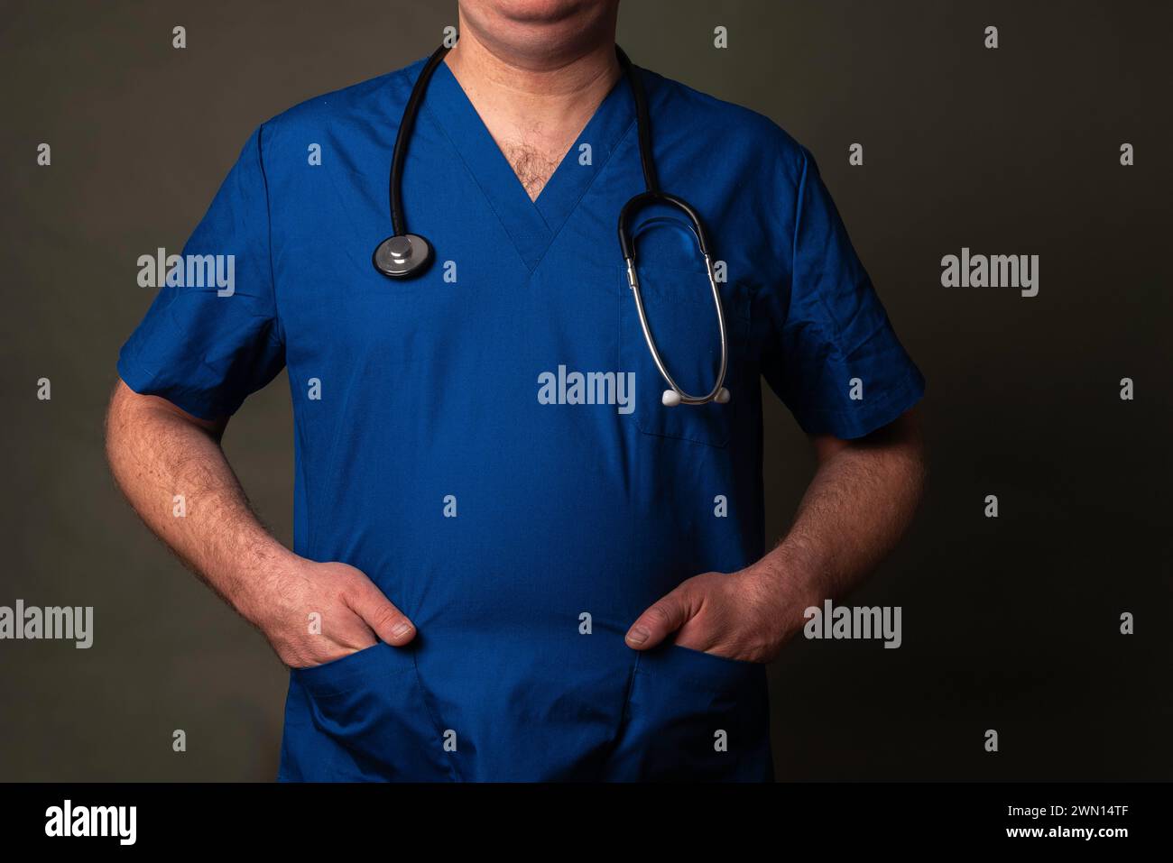 Doctor blue lab coat hi-res stock photography and images - Alamy