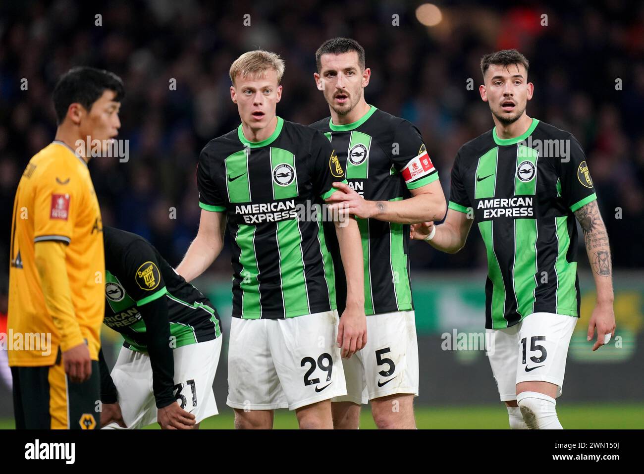 Left to right, Brighton and Hove Albion's Jan Paul van Hecke, Lewis ...