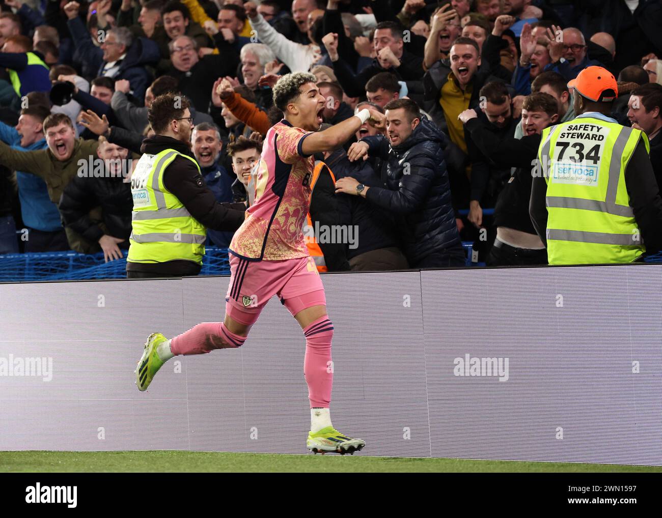 London, UK. 28th Feb, 2024. Mateo Joseph of Leeds United celebrate ...