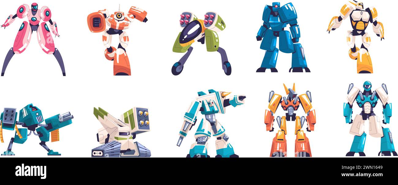 Combat robots. Robot war of future, cartoon transformers characters for ...