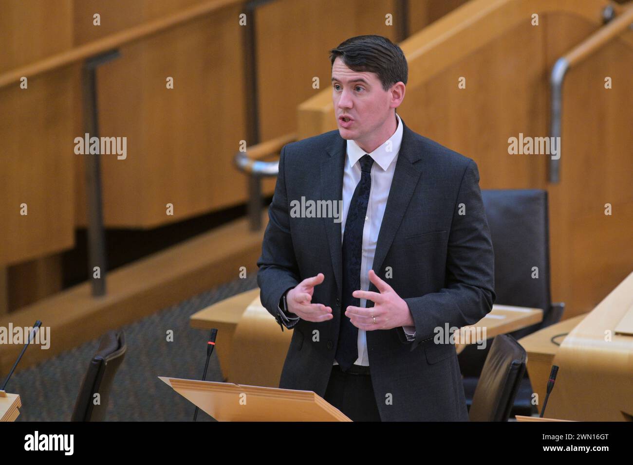 Edinburgh Scotland, UK 28 February 2024 Mark Griffin MSP at the ...