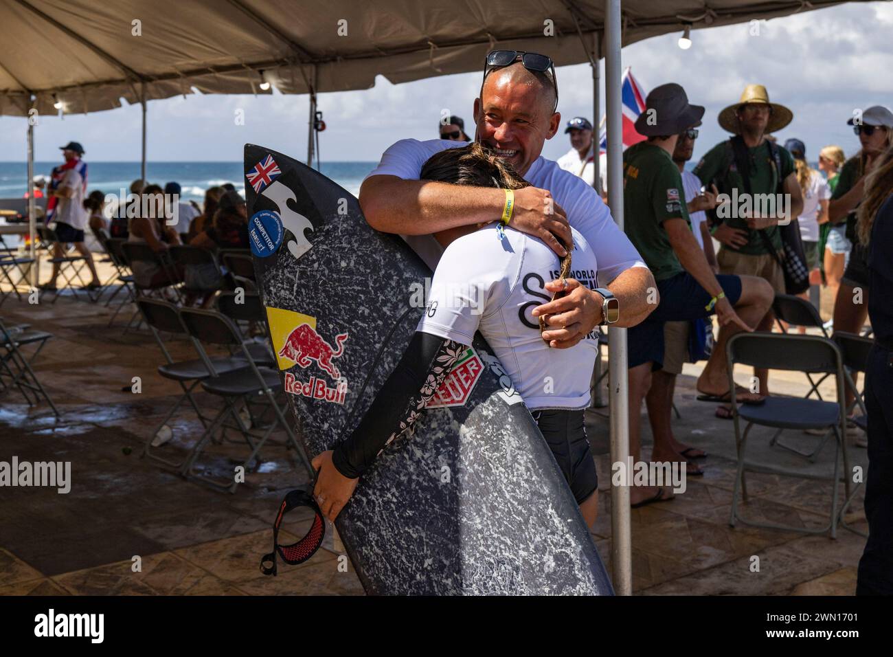 Sky Brown from Great Britain gets a hug from her father after she ...