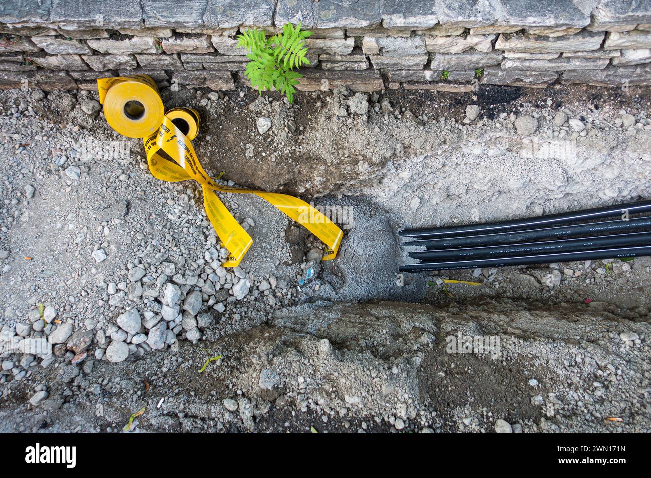 telephone lines, underground cable, laying, power line cable, wiring ...