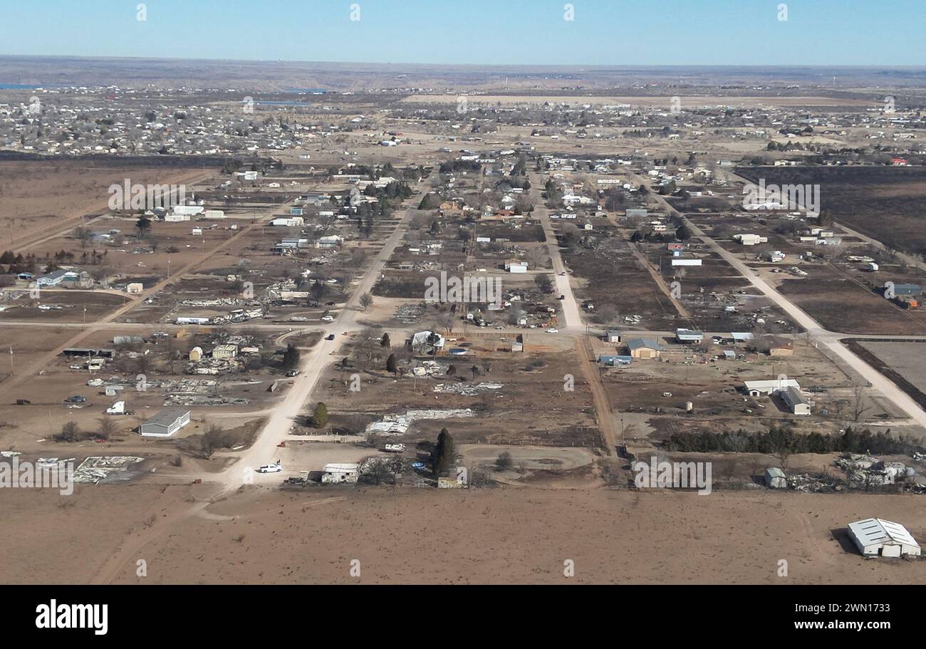 Hutchinson County, Texas, USA. 28th Feb, 2024. Homes are damaged from a ...