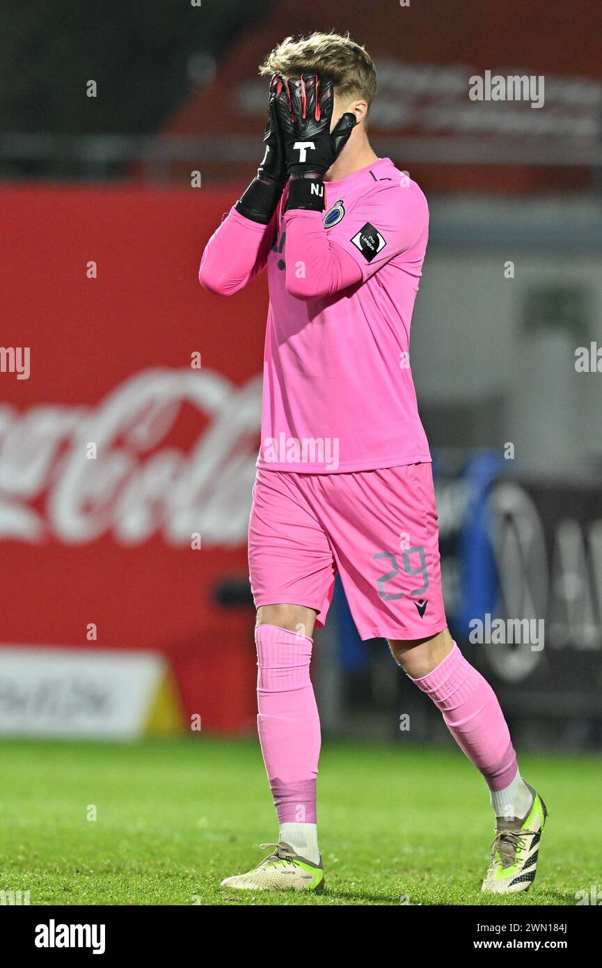 Vorst, Belgium. 28th Feb, 2024. goalkeeper Nordin Jackers (29) of Club ...