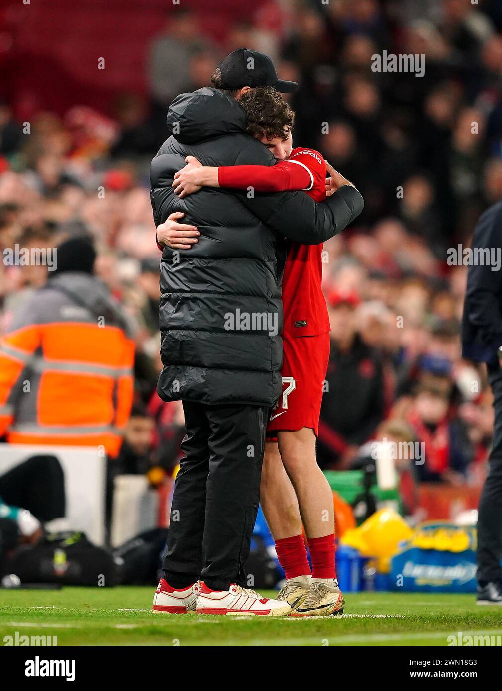 Liverpool's Lewis Koumas and manager Jurgen Klopp during the Emirates ...