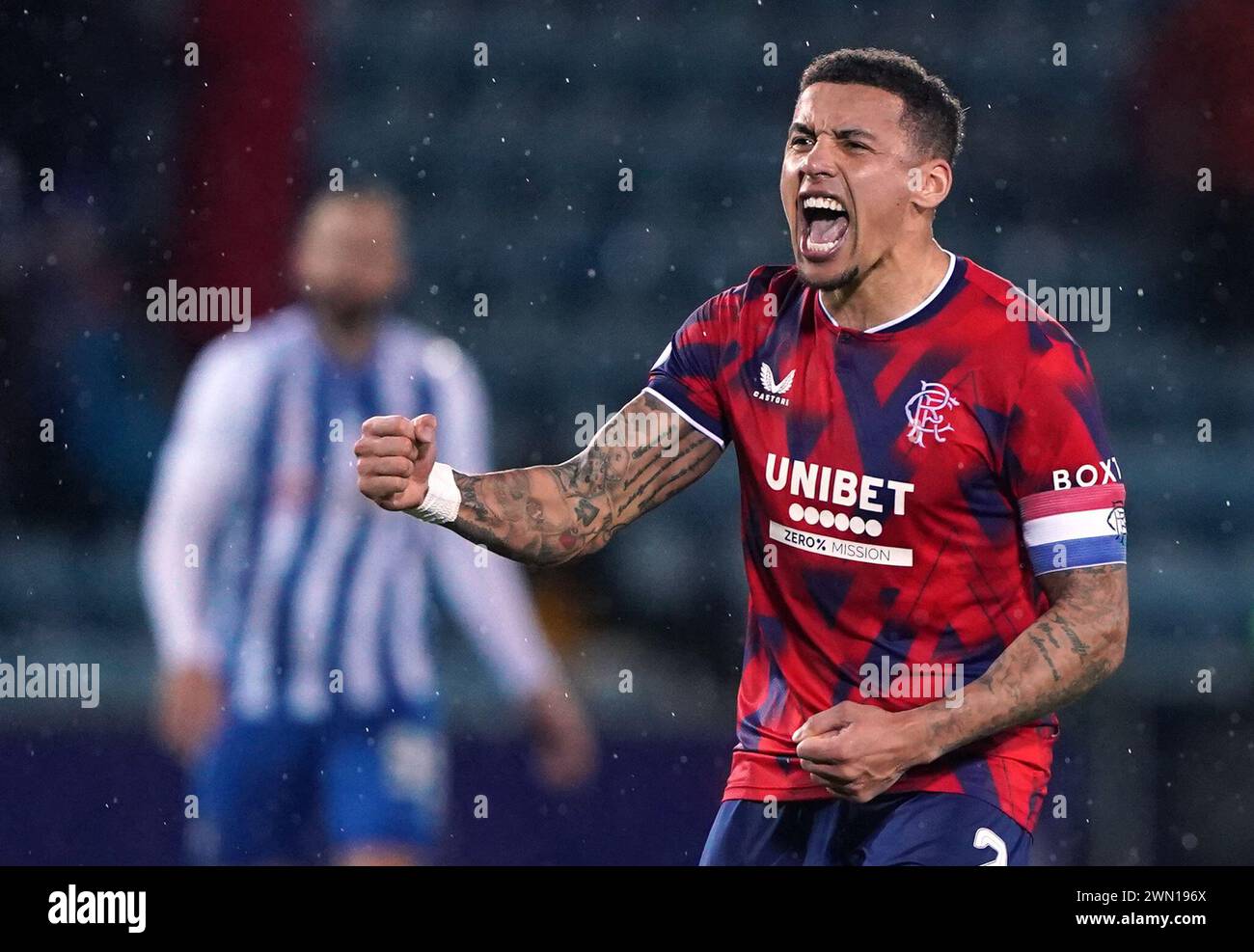 Rangers' James Tavernier celebrates following the cinch Premiership ...