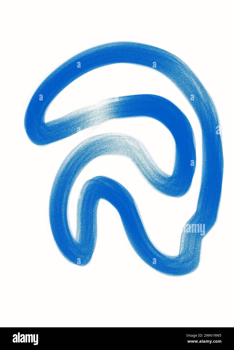 Hand drawn blue abstract shapes made with pencil watercolor digital ...