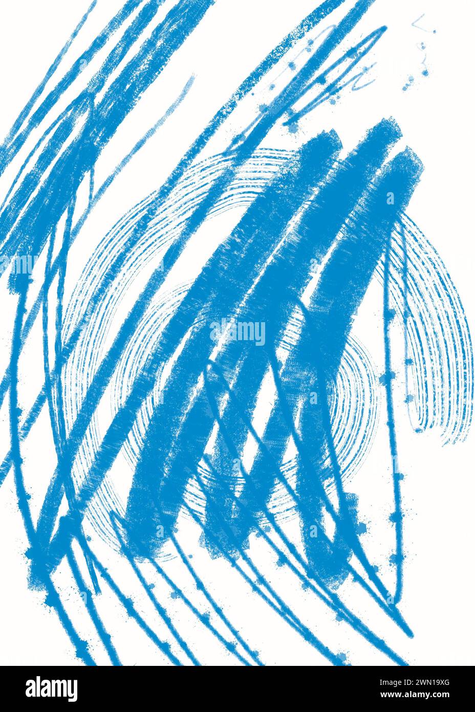 Hand drawn blue abstract shapes made with pencil watercolor digital ...