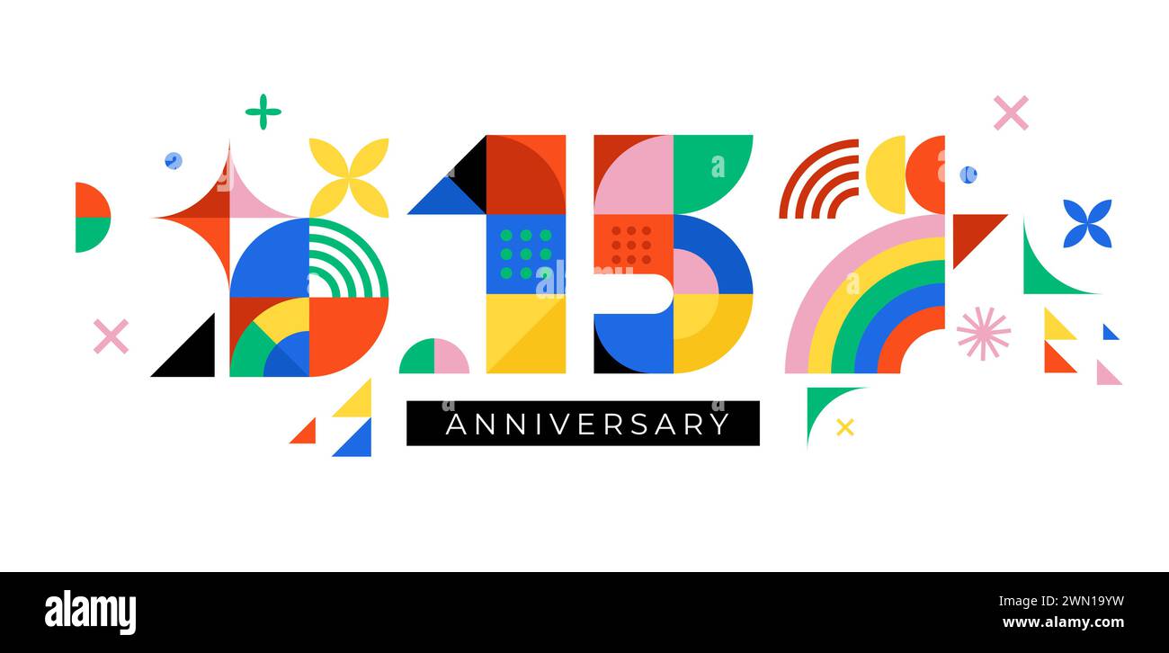 Anniversary concept design. Modern geometric style. Fireworks and ...