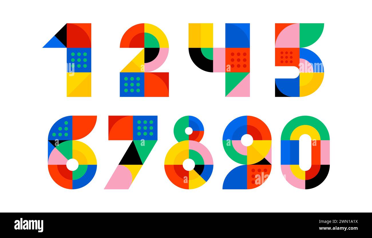 Geometric numbers colourful set. Collection of vector modern numbers ...