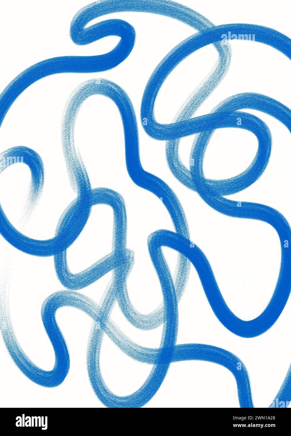 Hand drawn blue abstract shapes made with pencil watercolor digital ...