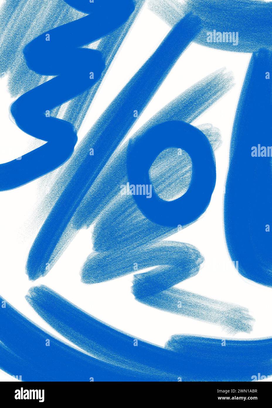Hand drawn blue abstract shapes made with pencil watercolor digital ...