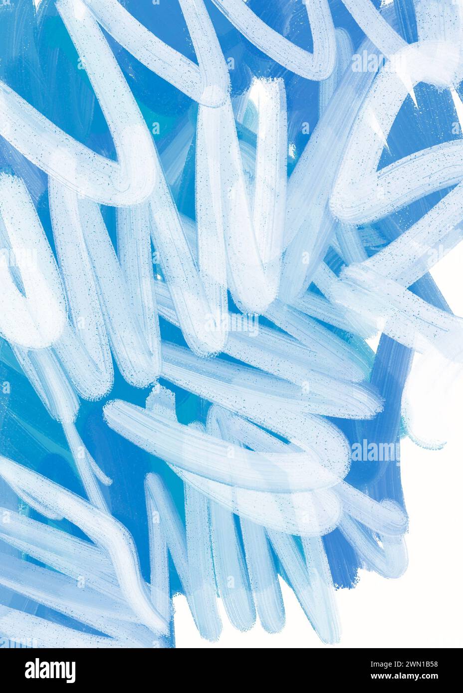 Hand drawn blue abstract shapes made with pencil watercolor digital ...