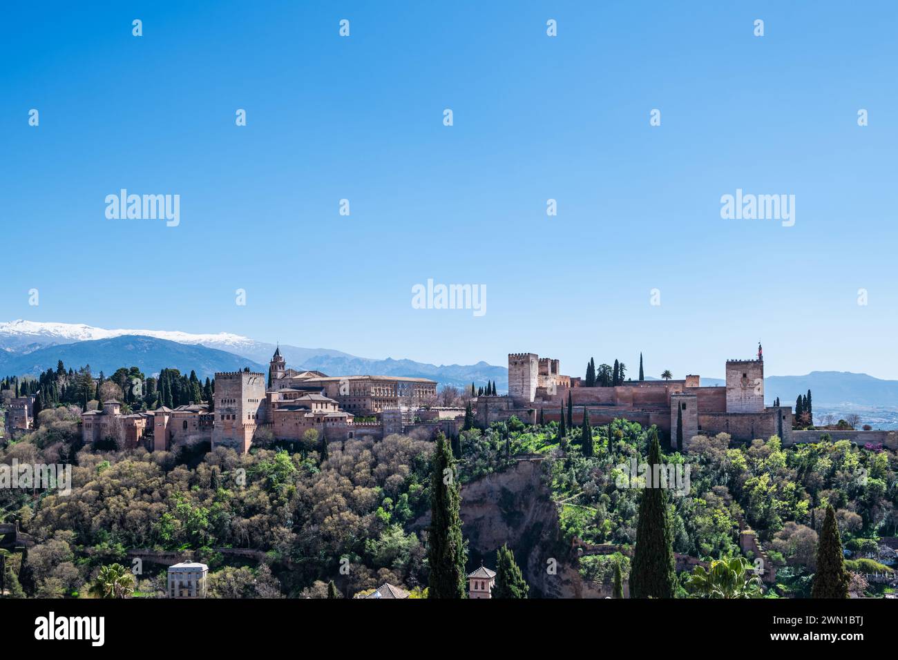 GRANADA, SPAIN: MARCH 25, 2023: Panorama view of the Alhambra in ...