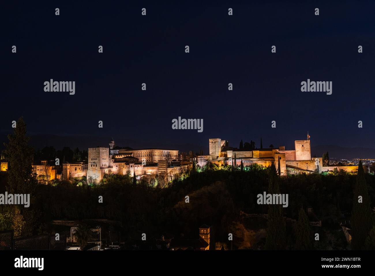GRANADA, SPAIN: MARCH 24, 2023: Panorama view of the Alhambra in ...